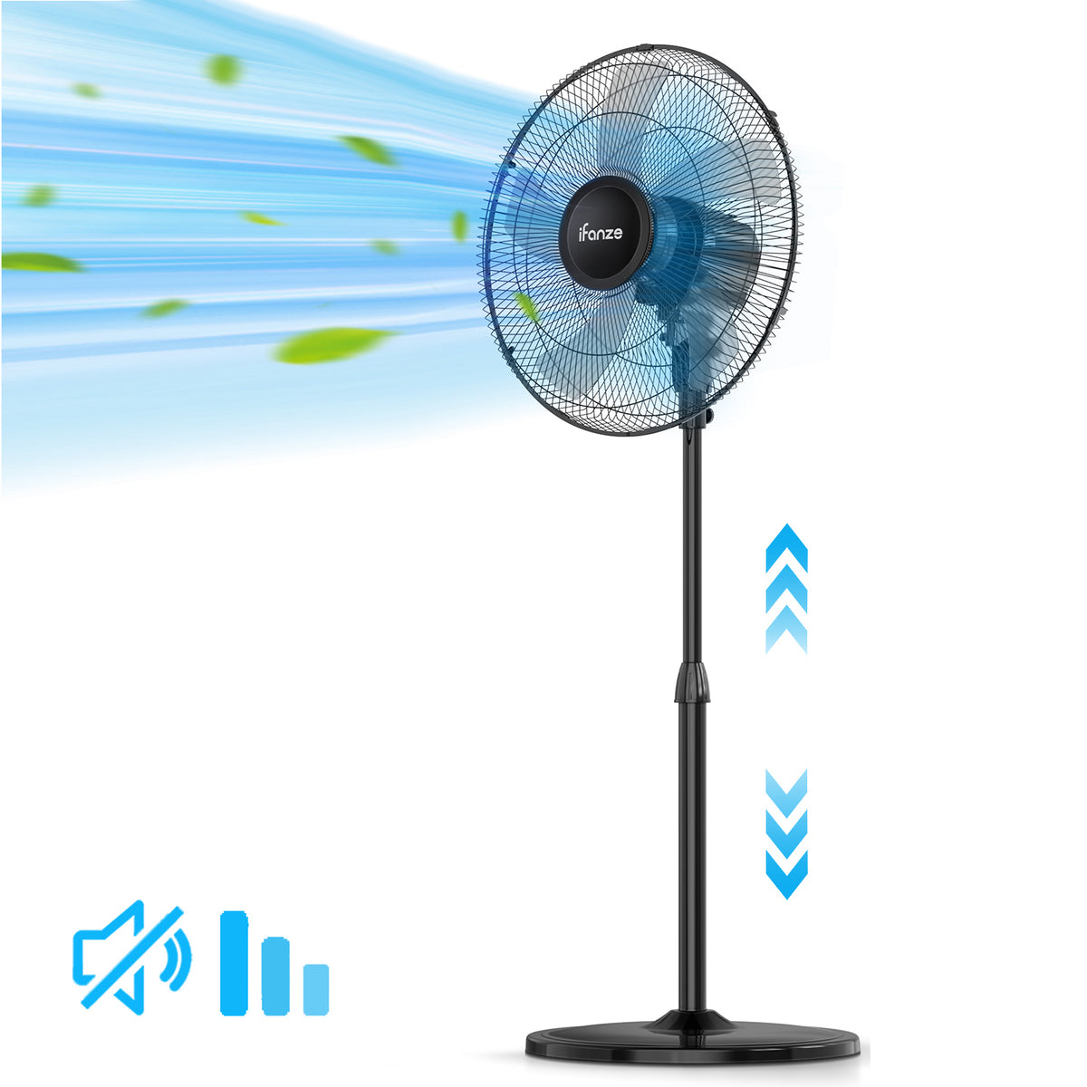 16" Oscillating Pedestal Fan, 3-Speeds Stand up Fan with Adjustable He ...
