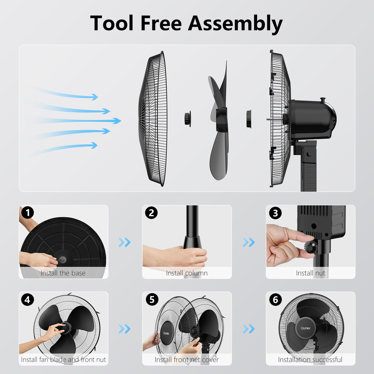 16'' Pedestal Oscillating Fan with Remote Control, Stand Up Fan Adjust ...