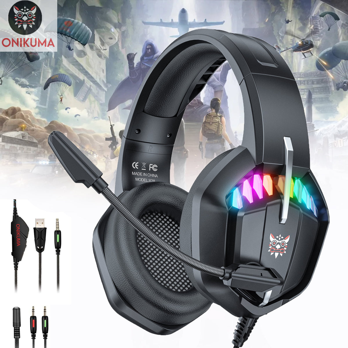 Doosl ONIKUMA Gaming Headset, 7.1 Surround Sound Stereo with 3.5mm Aux ...