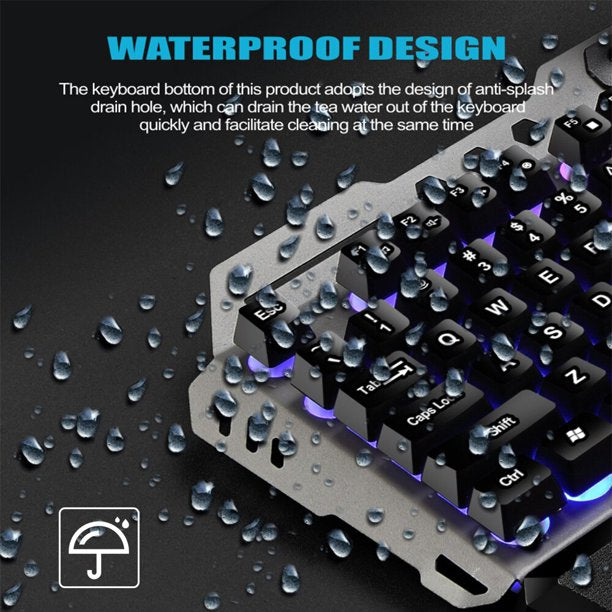 Vlcoo Gaming Keyboard and Mouse Combo, LED Rainbow Backlit Metal Panel ...